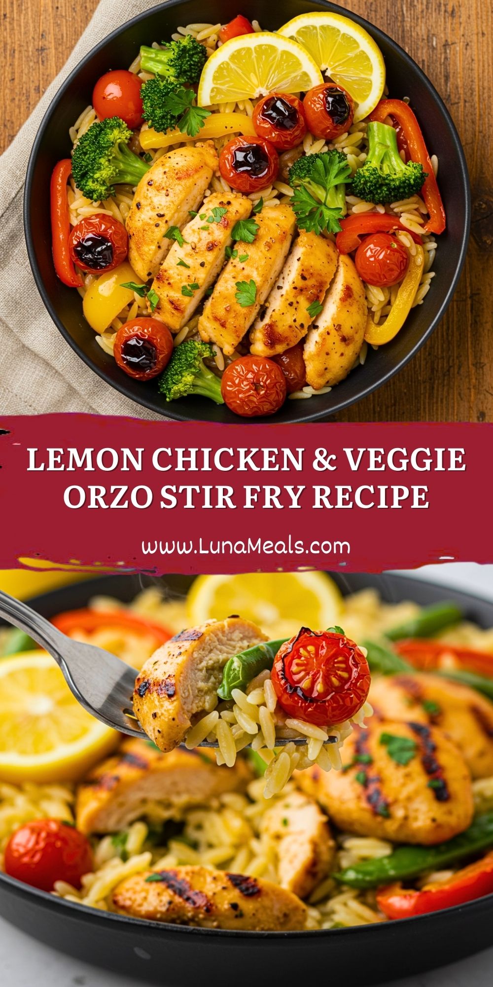 Lemon Chicken & Veggie Orzo Stir Fry Recipe