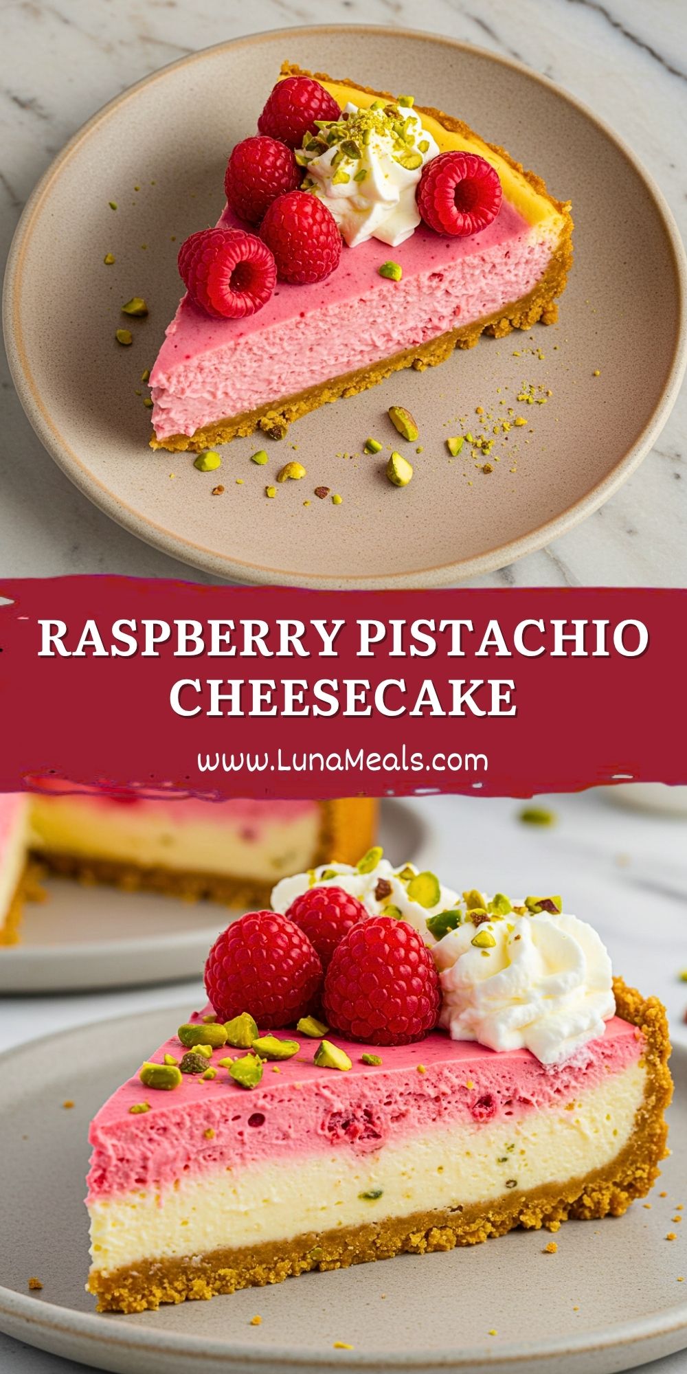 Raspberry Pistachio Cheesecake
