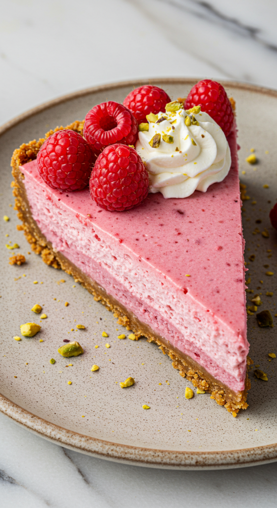 Raspberry Pistachio Cheesecake