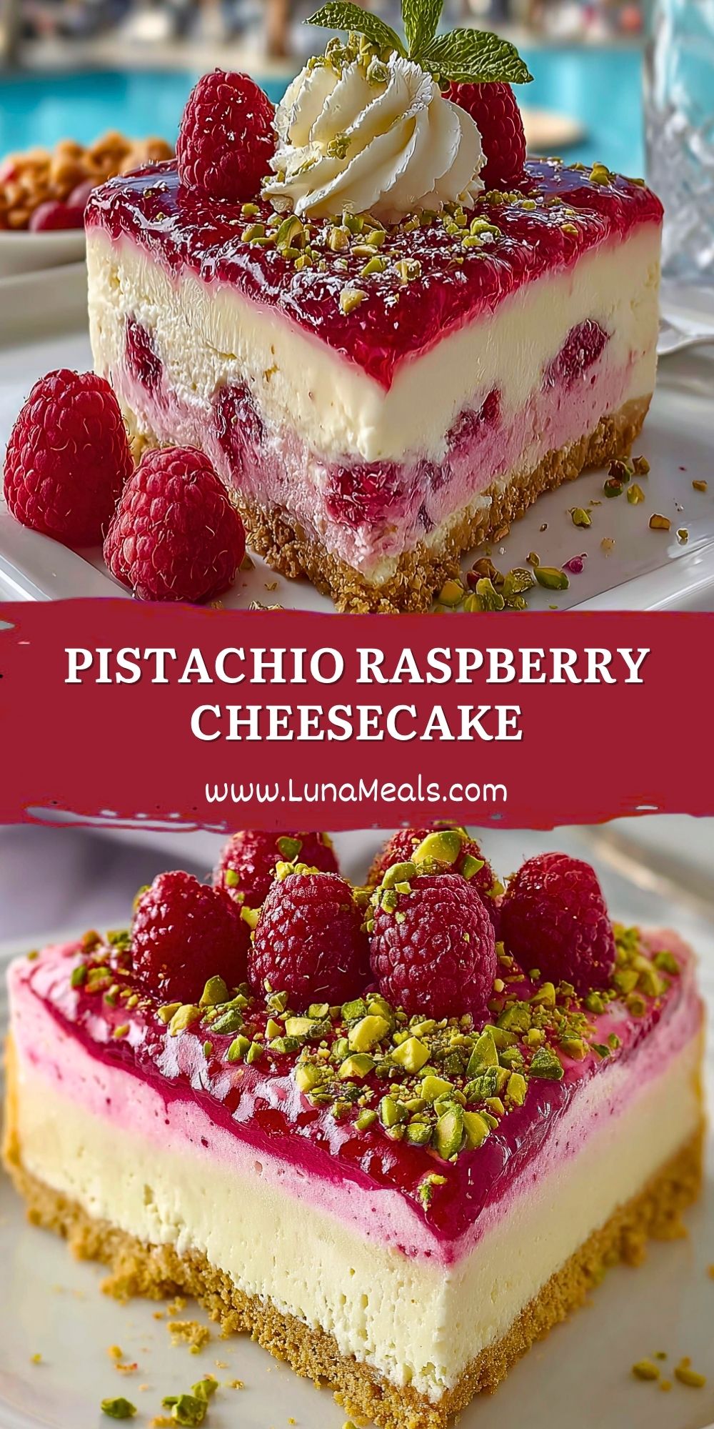 Pistachio Raspberry Cheesecake